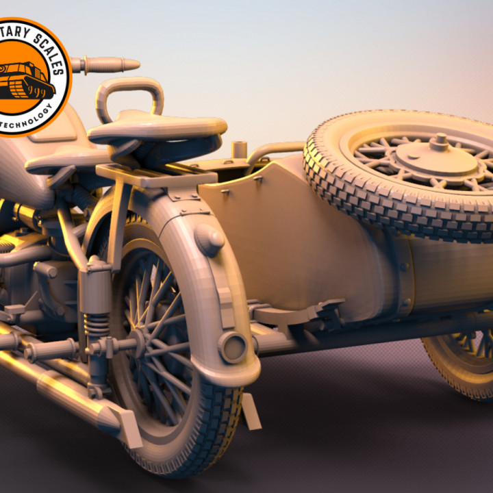 3D Printable Ural M-72 with side car by MilitaryScales
