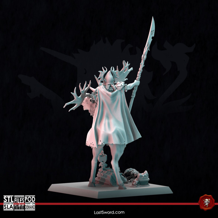 3D Printable Forest Lord on Deer by LastSword Miniatures