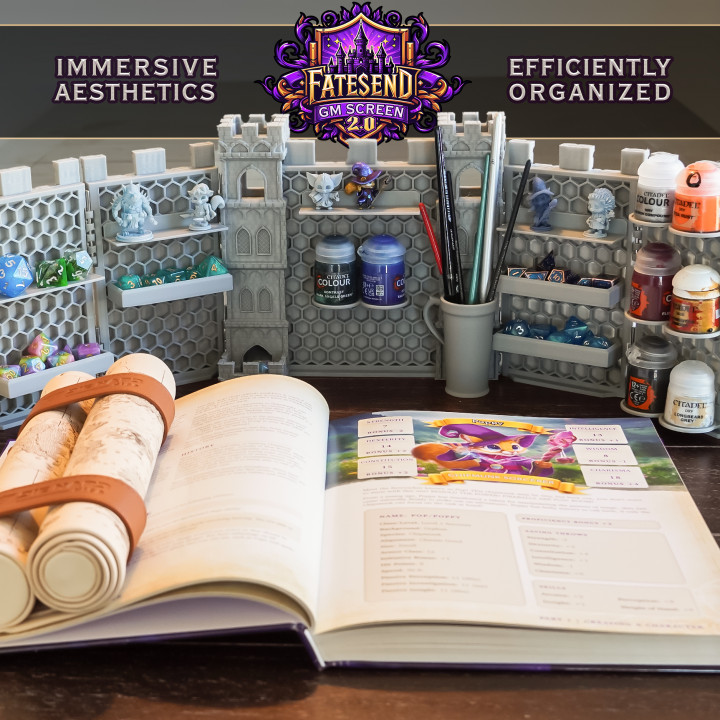 3D Printable FatesEnd GM Screen 2.0 - Freebie Panel by FatesEnd