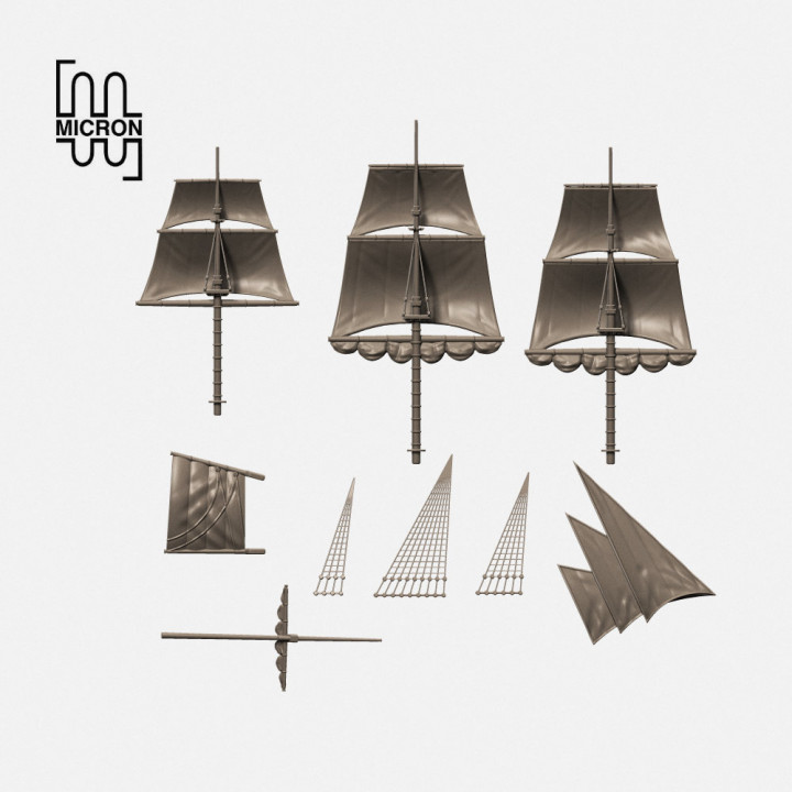 3D Printable Masts and Sails: 3rd Rate Ship of the Line by Micron ...