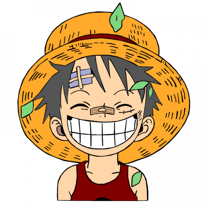 3D Printable bas-relief-funny-chibi-luffy-one-piece-anime-2-bois by ...