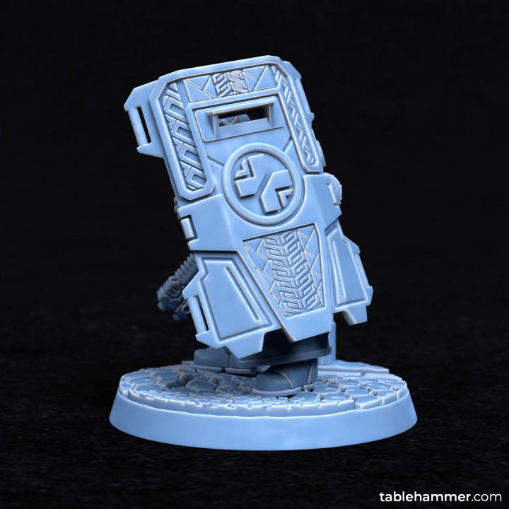3D Printable Forgeheart Medicus (space dwarf combat medic with shield ...