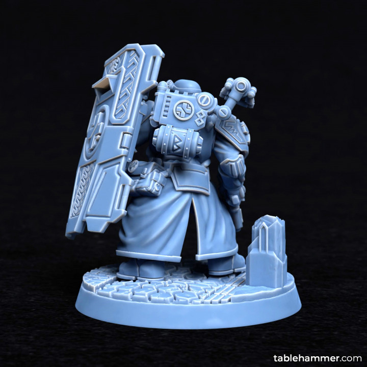 3D Printable Forgeheart Medicus (space dwarf combat medic with shield ...