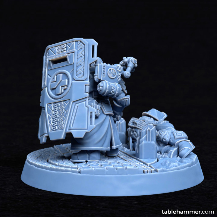 3D Printable Forgeheart Medicus (space dwarf combat medic with shield ...