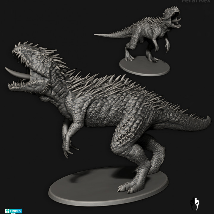 3D Printable Desert Elves - Lord on Rex + Feral Rex by Edge Miniatures