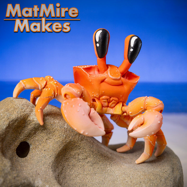3D Printable Ghost Crab, articulated cute figure, print-in-place by ...