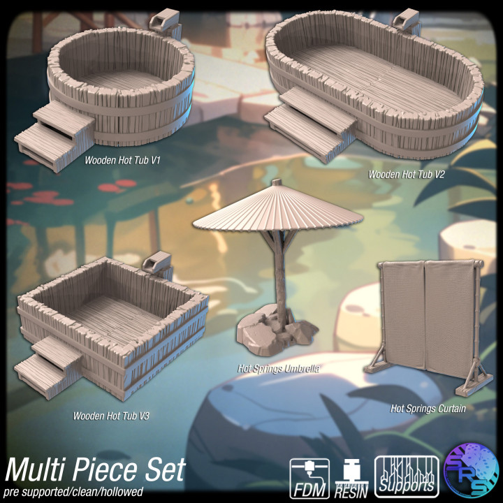 3D Printable Japanese Hot Springs Terrain Set by Sync Ratio Systems