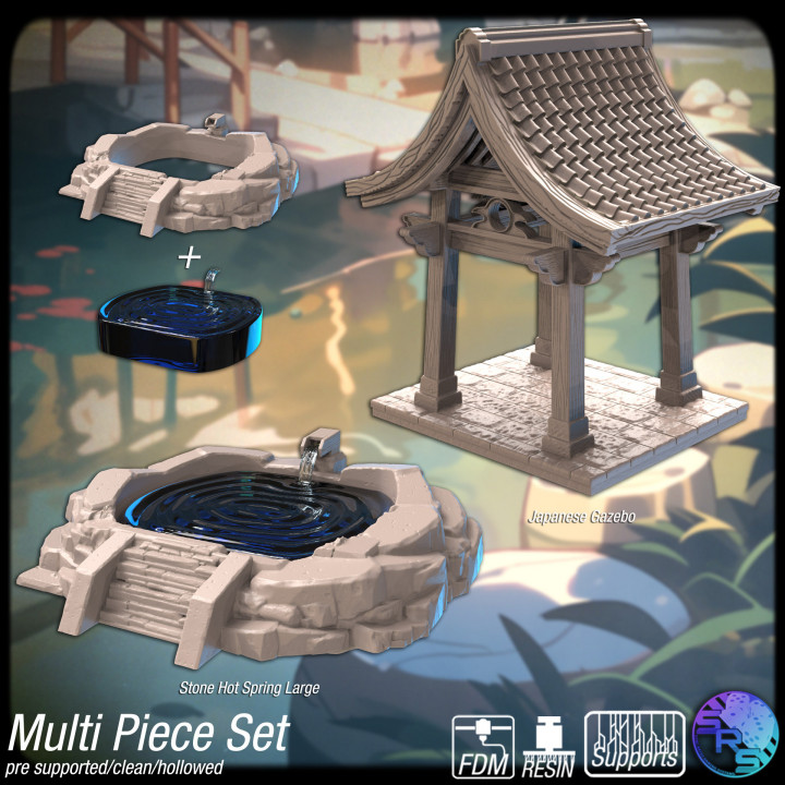 3D Printable Japanese Hot Springs Terrain Set by Sync Ratio Systems