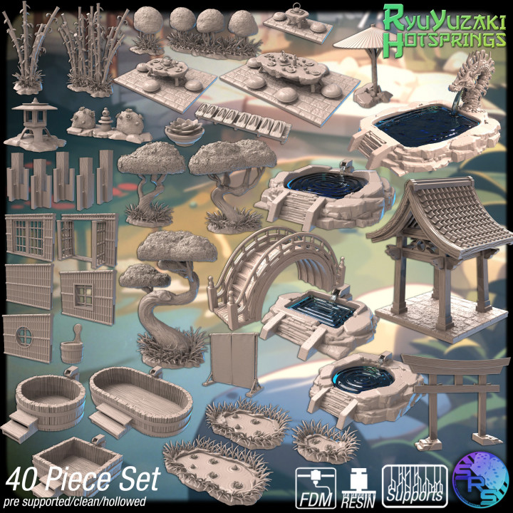 3D Printable Japanese Hot Springs Terrain Set by Sync Ratio Systems
