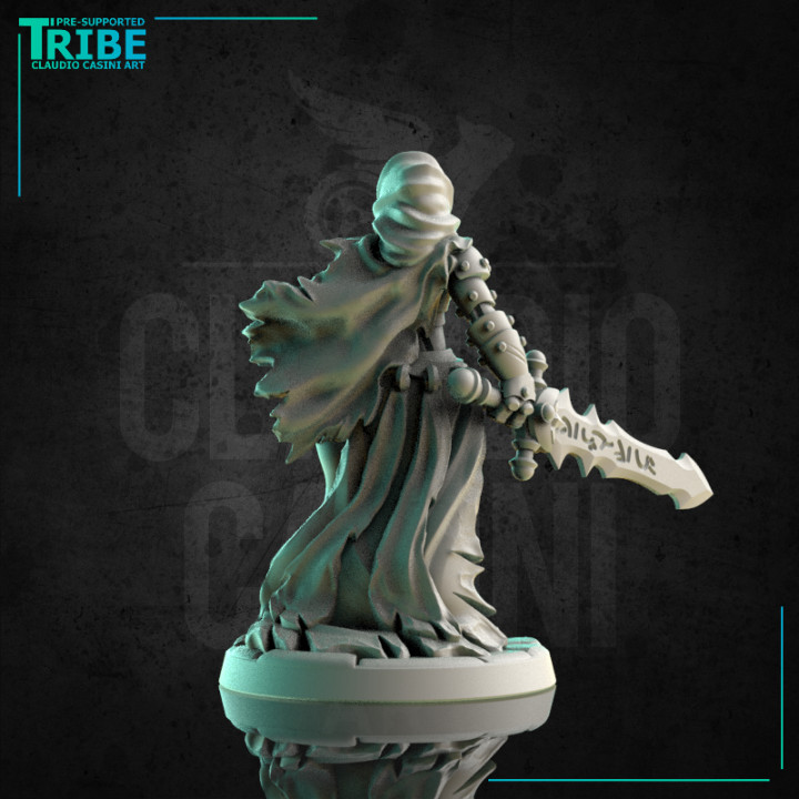 3D Printable (0178) Female warforged warrior fighter cleric with a two ...