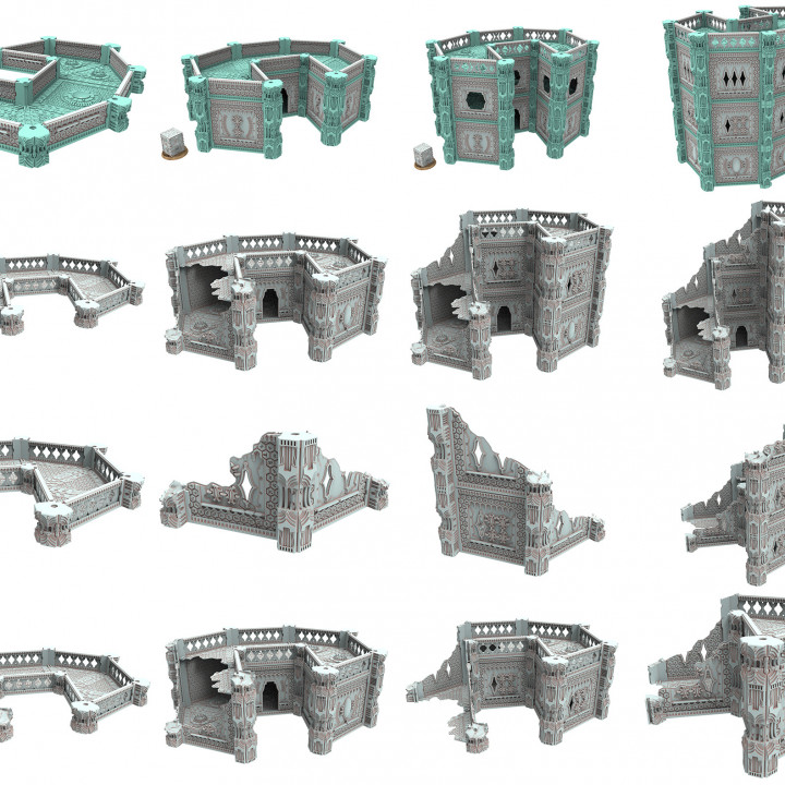 3D Printable Modular ruined building Dark Eldar sample by Proxywars