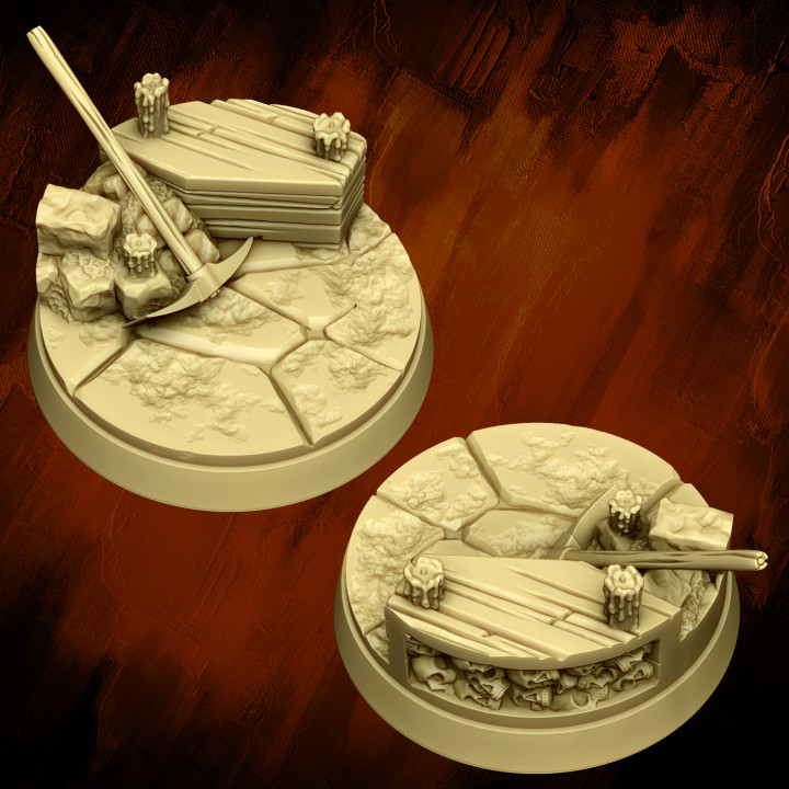 3D Printable Graveyard - BASES PACK by Minis From the Den
