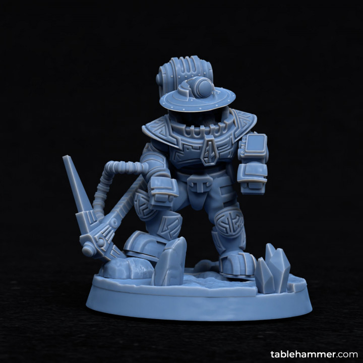 3D Printable Minig crew (Space dwarf miners with pickaxes) by Tablehammer