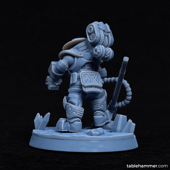 3D Printable Minig crew (Space dwarf miners with pickaxes) by Tablehammer