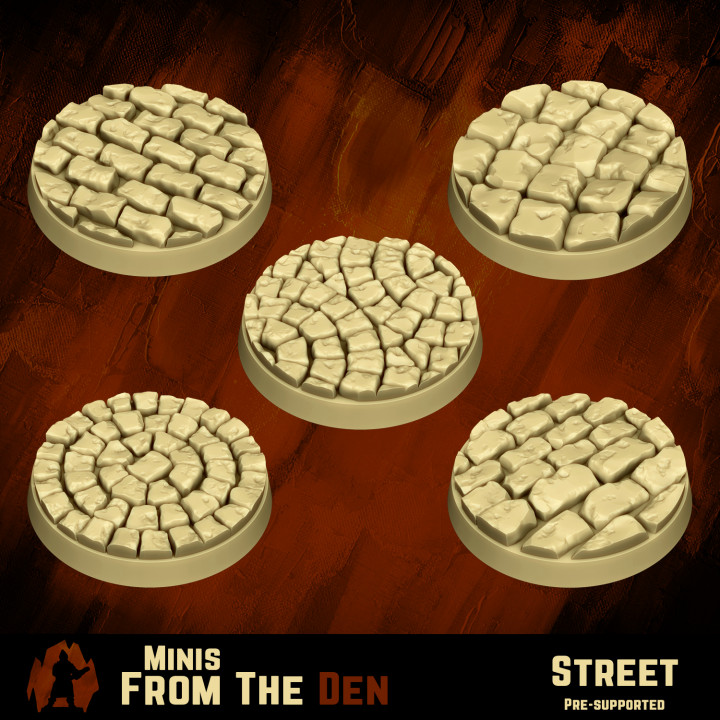 3D Printable Street - BASES PACK by Minis From the Den