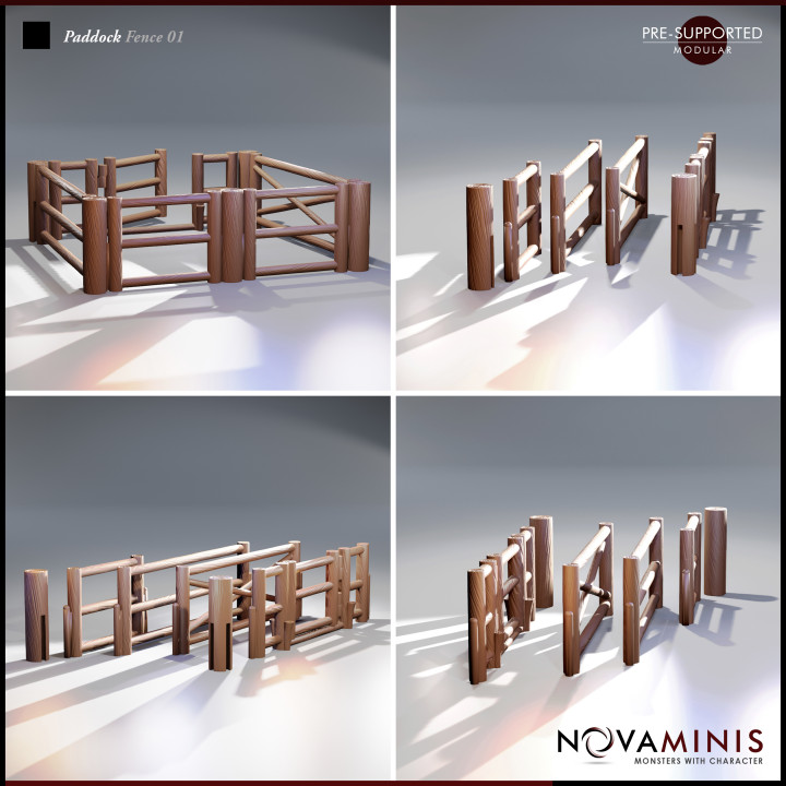 3D Printable Paddock Fence 01 [Modular] by NovaMinis