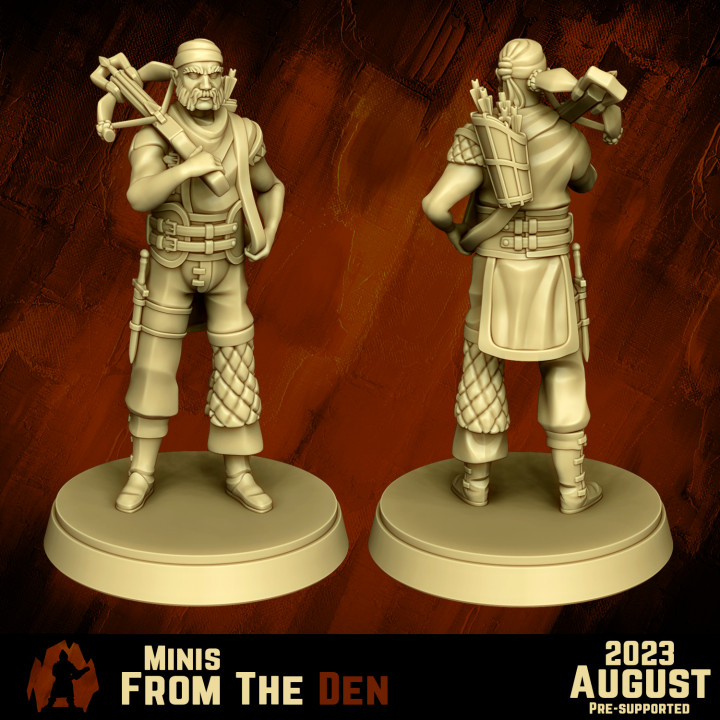 3D Printable BANDIT WITH CROSSBOW by Minis From the Den