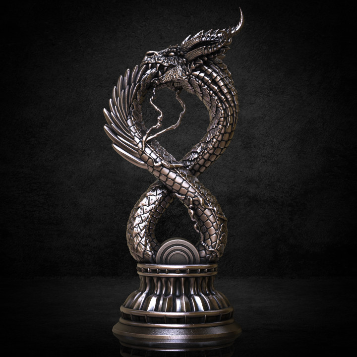 3D Printable Ouroboros Dragon (Pre-supported) by Fotis Mint Studios