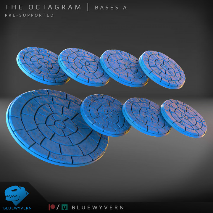 3D Printable The Octagram - Bases A by BlueWyvern