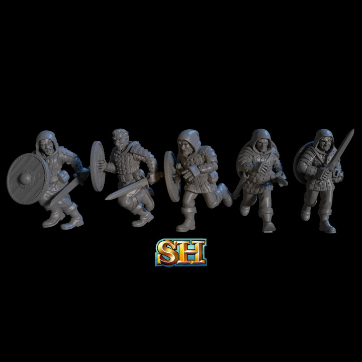 3D Printable Squad of 5 Mercenary Swordsmen Miniatures by Stonehaven ...