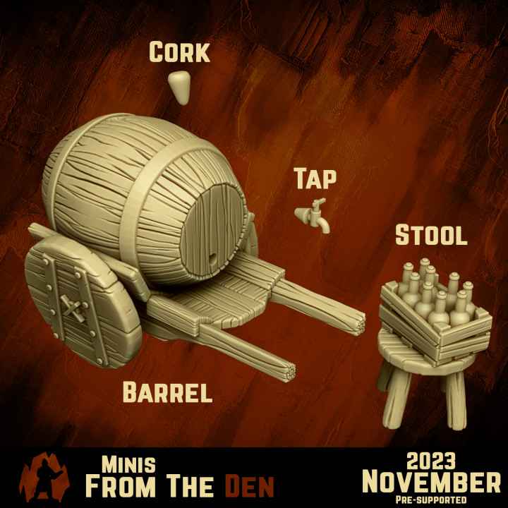 3D Printable Barrel - Market Terrain by Minis From the Den