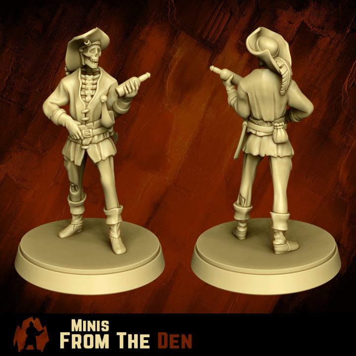 3D Printable Johny the Skeleton Pirate by Minis From the Den
