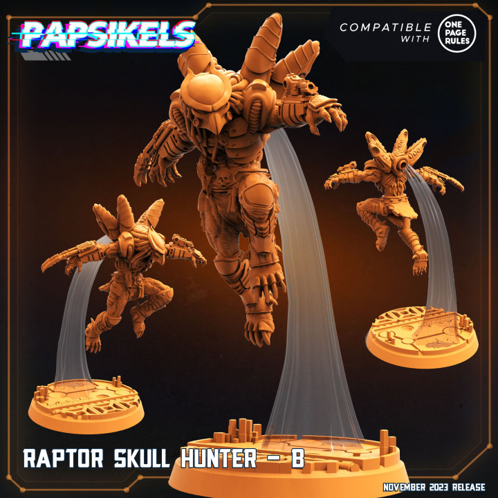 3D Printable RAPTOR SKULL HUNTER - B by PAPSIKELS MINIATURES