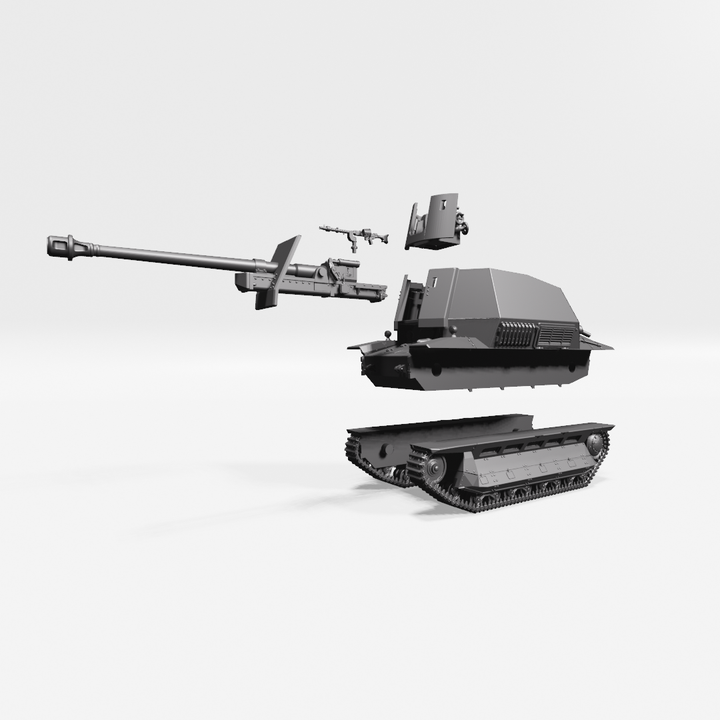 3D Printable Pak 40 auf Panzerkampfwagen 737 FCM (f) (Germany, WW2) by ...