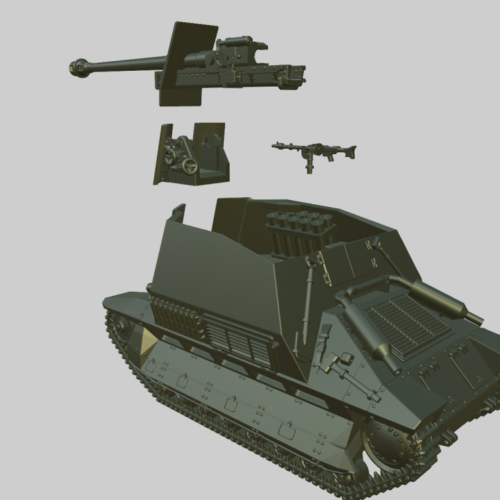 3D Printable Pak 40 auf Panzerkampfwagen 737 FCM (f) (Germany, WW2) by ...