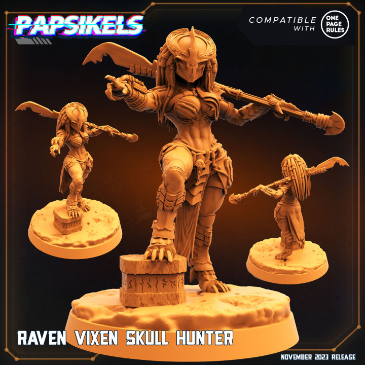 3d Printable Raven Vixen Skull Hunter By Papsikels Miniatures