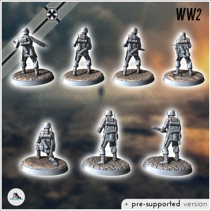 3D Printable Pak 40 75mm anti-tank gun with five crew soldiers ...