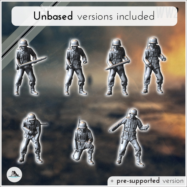 3D Printable Pak 40 75mm anti-tank gun with five crew soldiers ...