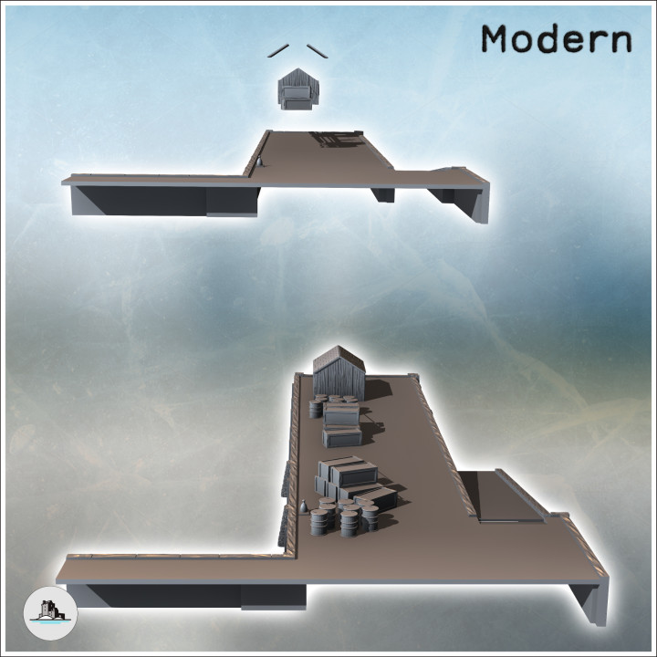3D Printable Industrial loading dock with access ramp and annex ...