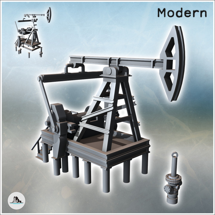 3D Printable Oil Pumping Tlake with Well Inlet (13) - Cold Era Modern ...