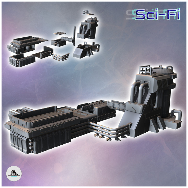 3D Printable Futuristic Industrial Plant with Storage Silo and ...