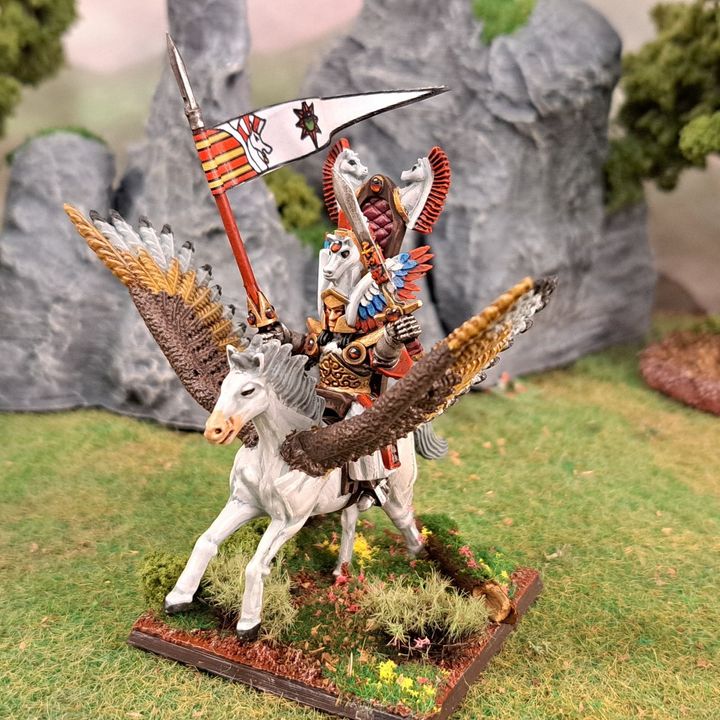 3D Printable High Elf Hero on Pegasus by Ystlund Miniatures