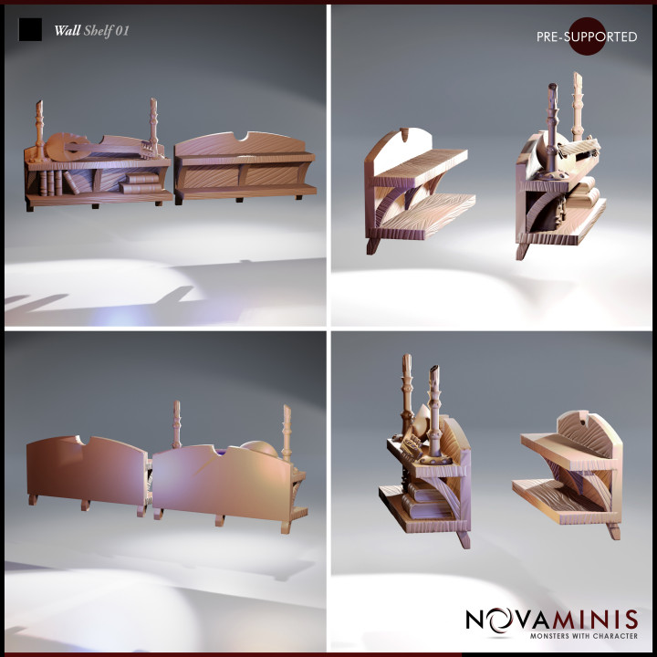 3D Printable Wall Shelf 01 by NovaMinis