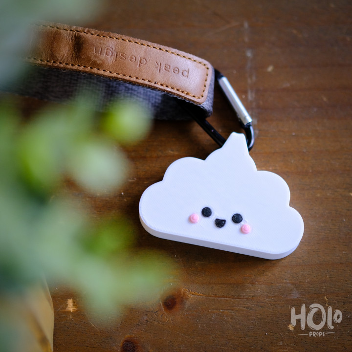 3D Printable Cloud Kawaii Keychain by Holoprops