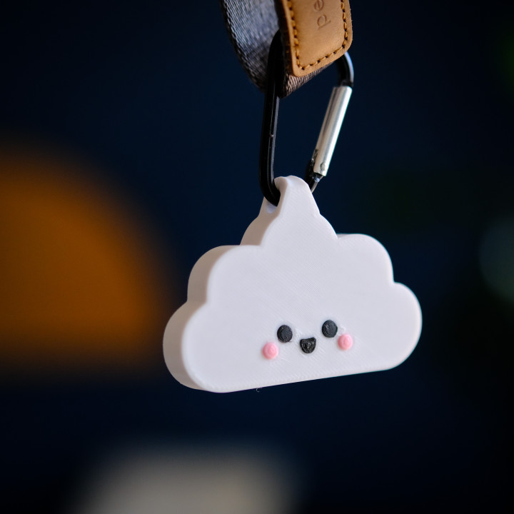 3D Printable Cloud Kawaii Keychain by Holoprops