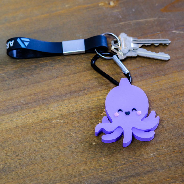 3D Printable Kawaii Octopus Keychain by Holoprops