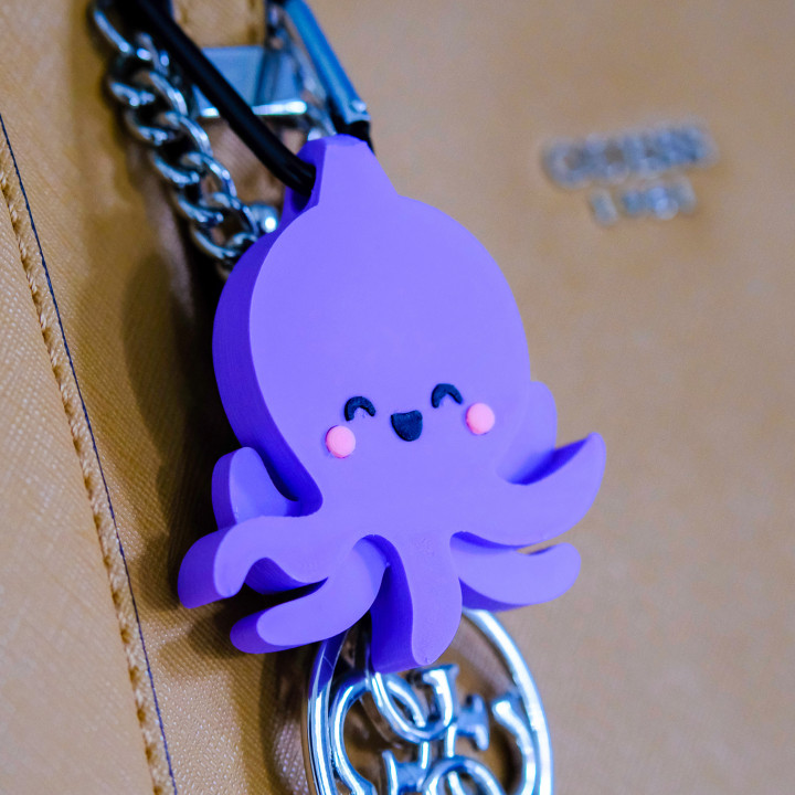 3D Printable Kawaii Octopus Keychain by Holoprops