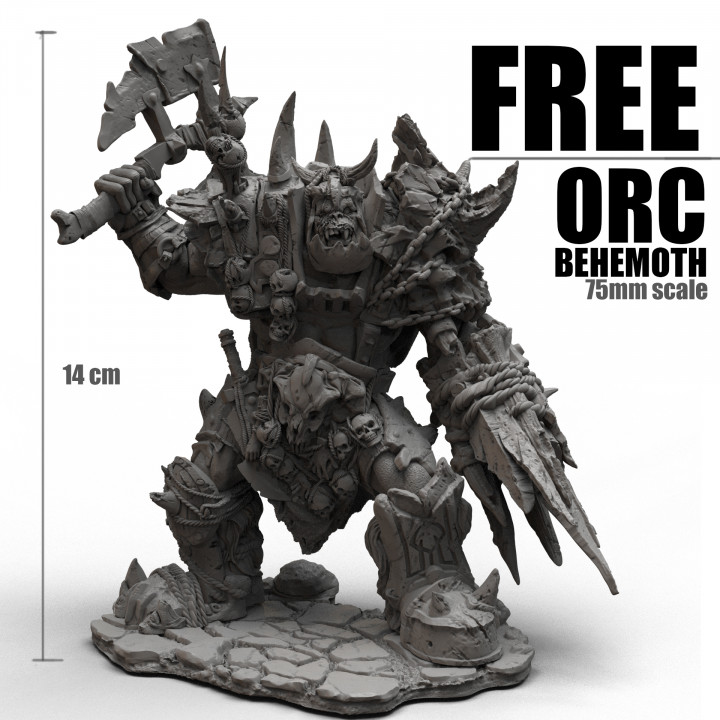 3D Printable FREE ORC BEHEMOTH 75mm scale by Necropunks Miniatures