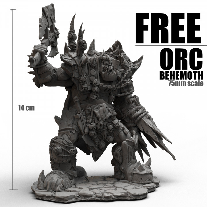 3D Printable FREE ORC BEHEMOTH 75mm scale by Necropunks Miniatures