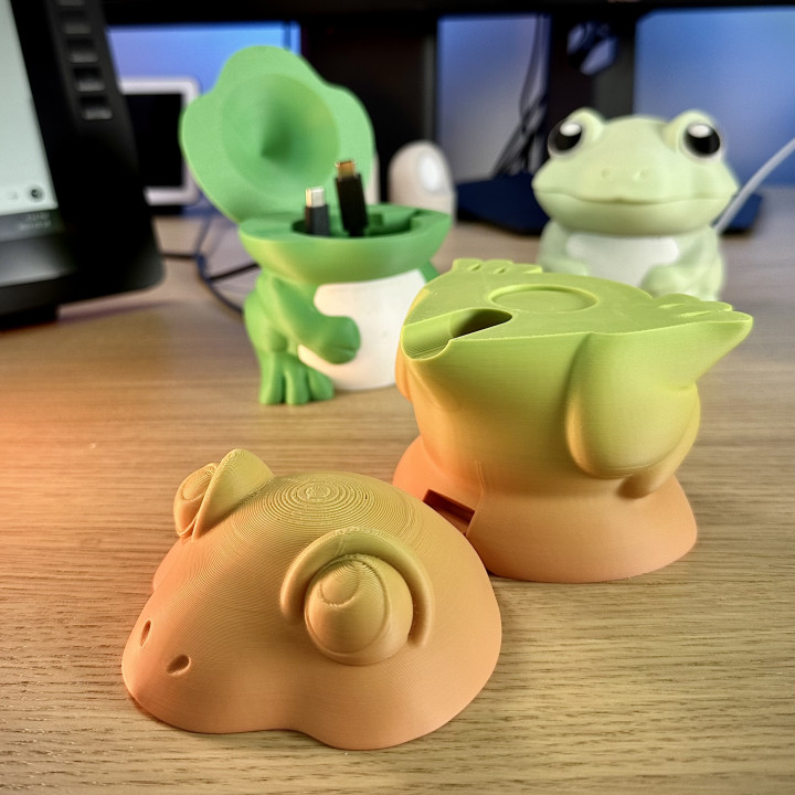 3D Printable Cute Frog Cable holder / Magsafe Stand - Print-in-Place by ...