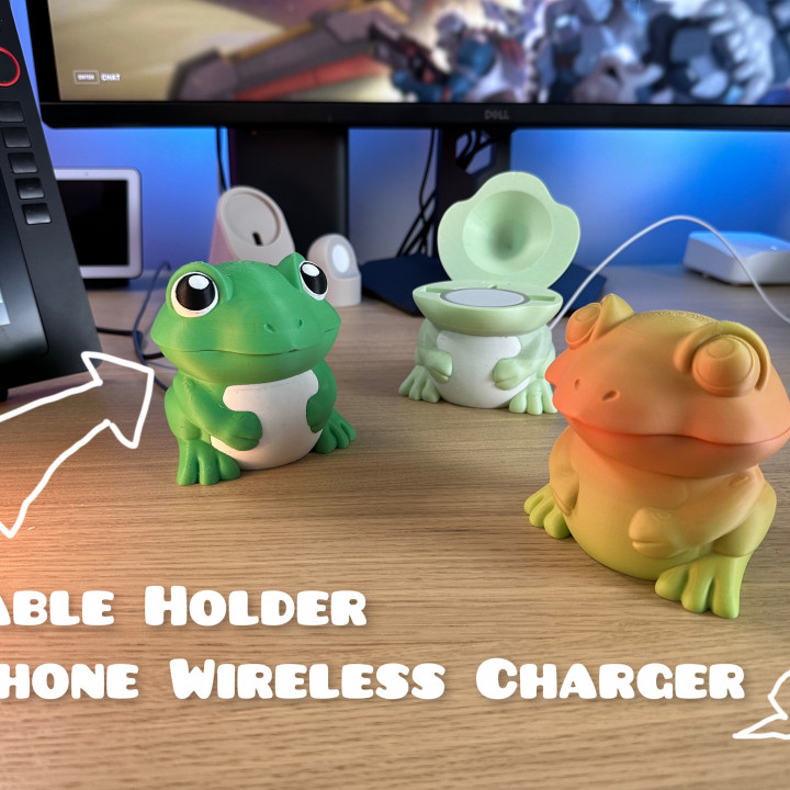 3D Printable Cute Frog Cable holder / Magsafe Stand - Print-in-Place by ...