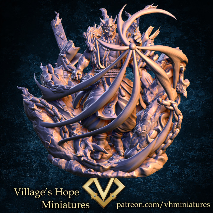 3D Printable Great Sealed Oni Demon emperor by Village's Hope Miniatures