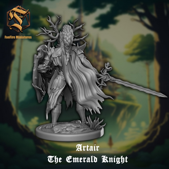 3D Printable The Emerald Knight - 38mm by FaeFire Miniatures