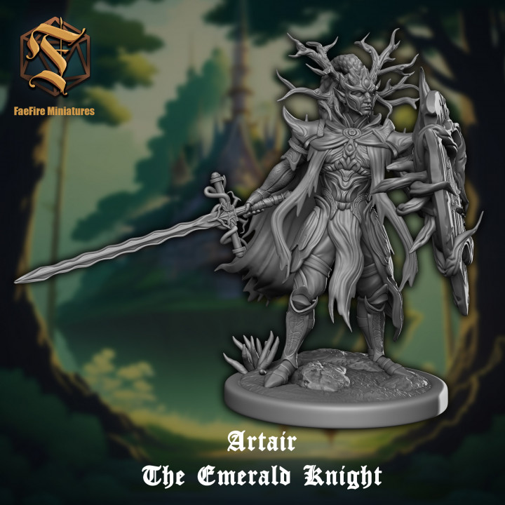 3D Printable The Emerald Knight - 38mm by FaeFire Miniatures
