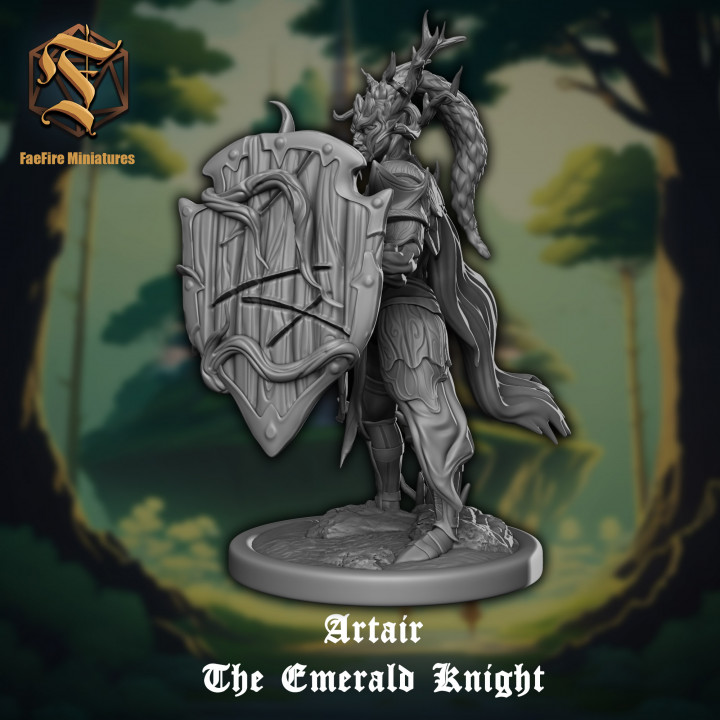 3D Printable The Emerald Knight - 38mm by FaeFire Miniatures