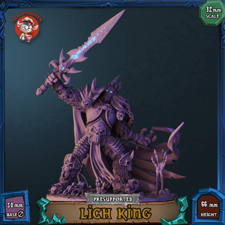 3D Printable Lich King - 32mm scale pre-supported miniature warcraft ...